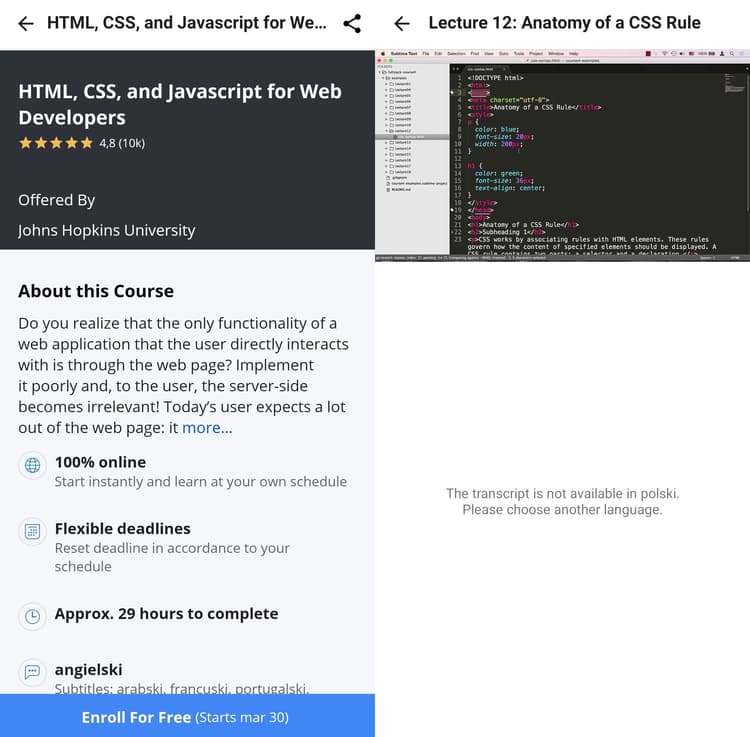 Nauka programowania na telefonie