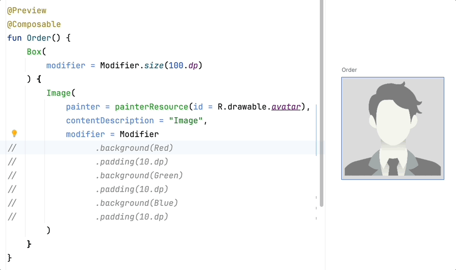How modifiers order affects Compose UI appearance